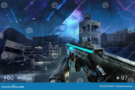 3d Render Illustration Of Sci Fi First Person Shooter Stock Illustration Illustration Of