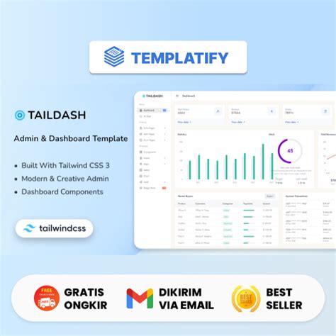 Jual Taildash Tailwind Css 3 Admin Layout And Ui Kit Template Website