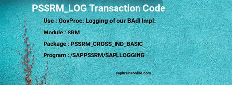 PSSRM LOG SAP Tcode For GovProc Logging Of Our BAdI Impl