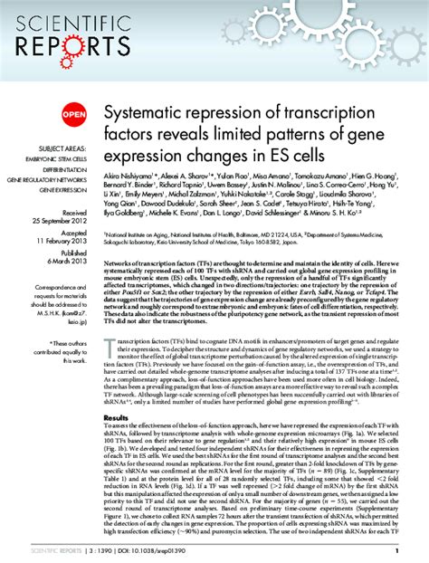 Pdf Systematic Repression Of Transcription Factors Reveals Limited Patterns Of Gene Expression