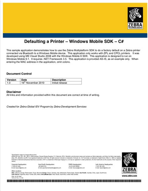 GitHub ZebraISV LinkOS WindowsMobileCE Samples PrinterDefaultDemo An App Developed Using