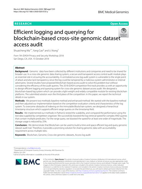 Pdf Efficient Logging And Querying For Blockchain Based Cross Site