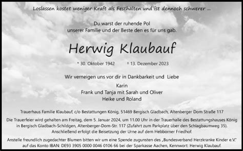 Traueranzeigen Von Herwig Klaubauf Wirtrauern