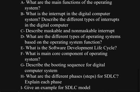Solved A What Are The Main Functions Of The Operating