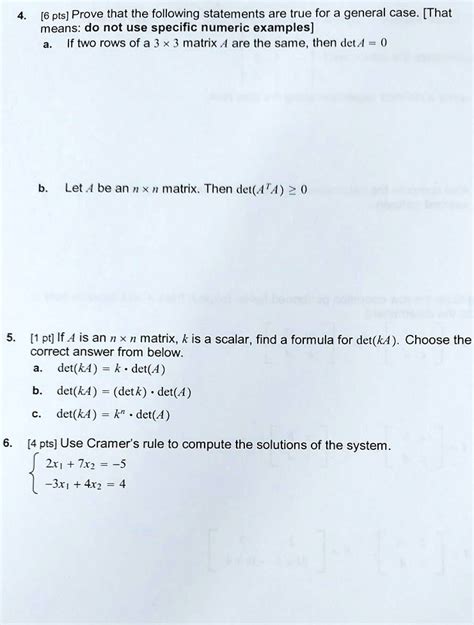 solved [6 pts] prove that the following statements are true for a