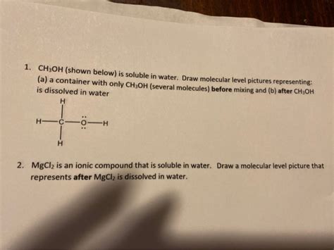Solved CH OH Shown Below Is Soluble In Water Draw Chegg Com