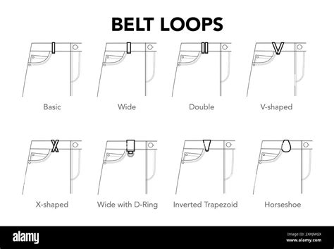 Set Of Jeans Belt Loops Details Basic Wide Double V X Shaped