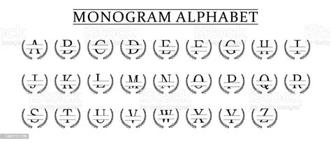가족 모노그램 문자 Az 모노그램을 위한 분할 알파벳 세트 모노그램 알파벳 청첩장을 위한 벡터 그림입니다 장식용 식물 프레임과 텍스트 공간이 있는 이니셜 집합 가족에 대한