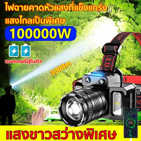 [รับประกัน 2 ปี] ไฟฉายคาดหัว การตรวจจับด้วยท่าทาง ส่องสว่างระยะไกล ไฟ