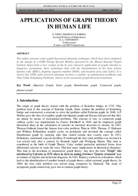 Pdf Applications Of Graph Theory In Human Life