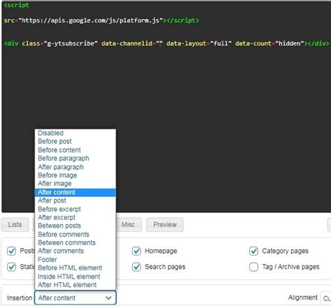 add youtube subscribe button in wordpress blog codeloop