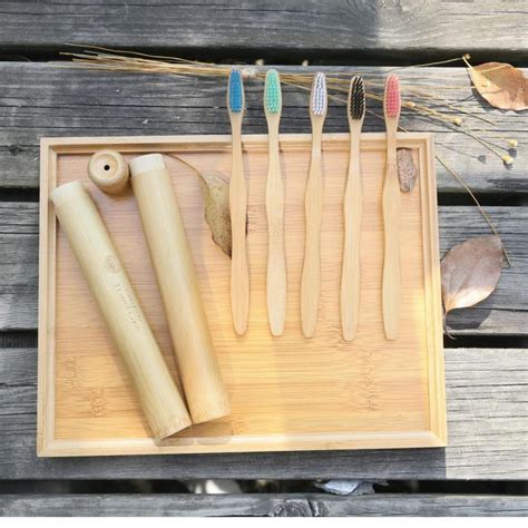 Mary DAI Store6pcs Bamboo Charcoal Soft Bristles Friendly Travel Tooth Brush Bamboo Toothbrush