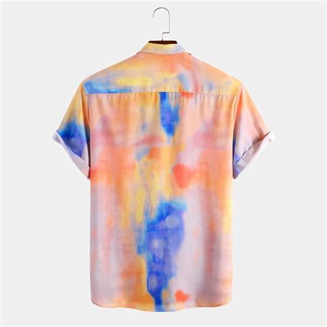 Tie Dye Splash Inkt Zomer Heren Shirt Mode Casual Grandado