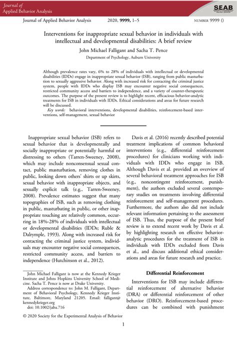 PDF Interventions For Inappropriate Sexual Behavior In Individuals With Intellectual And