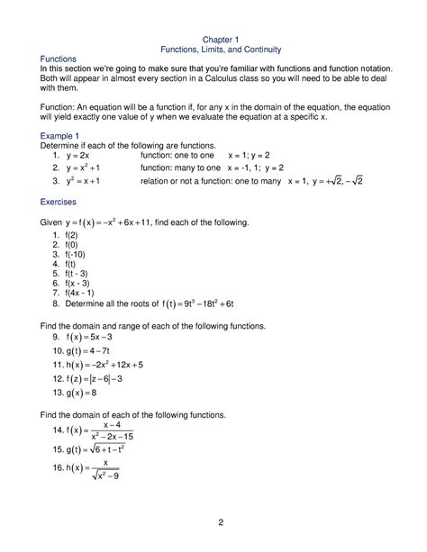 1 functions 2 chapter 1 functions limits and continuity functions
