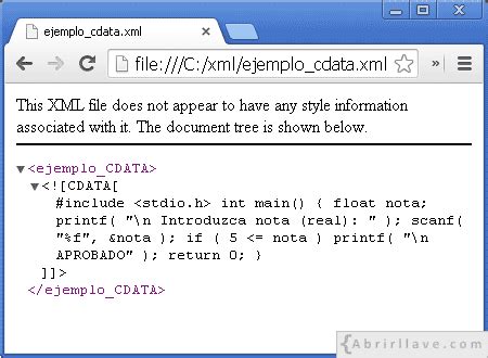 Secciones CDATA En XML Tutorial De XML Abrirllave Com