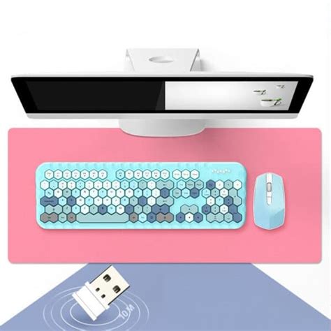 Girly Keyboard And Mouse Set Wireless Honeycomb Pink Girly Keyboard And Mouse Set Wireless Honeycomb Pink