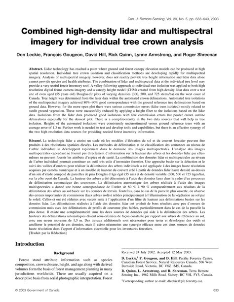 Pdf Combined High Density Lidar And Multispectral Imagery For Individual Tree Crown Analysis