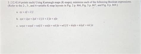 solved 3 [12 4] 4 points each using kamaugh maps