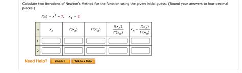 Solved Calculate Two Iterations Of Newtons Method For The