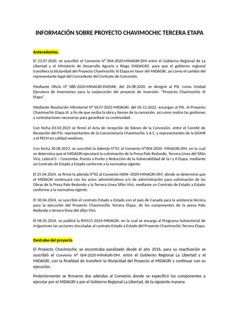 Información Sobre Chavimochic Am Hoy Pdf