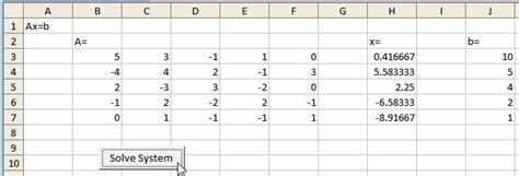excel linear system solving n n matrix multiplication vba