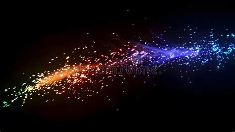 Vibrant Light Particles Explode and Flow Dynamically Across a Black Background, Creating a ...