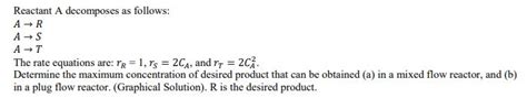 Solved Reactant A Decomposes As Follows A R A T The Rate Chegg Com
