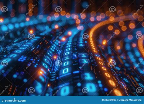 digital data stream background with binary code the flow information of