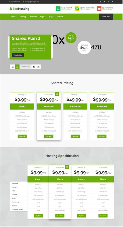 plantilla whmcs ecohosting alojamiento web html5
