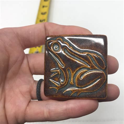 2x2 Amber Glazed Handmade Frog Ceramic Tile For Backsplash In Kitchen