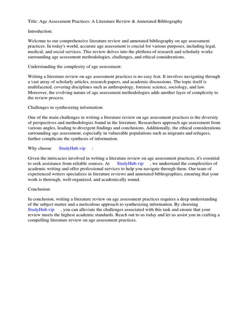 age assessment practices a literature review annotated bibliography