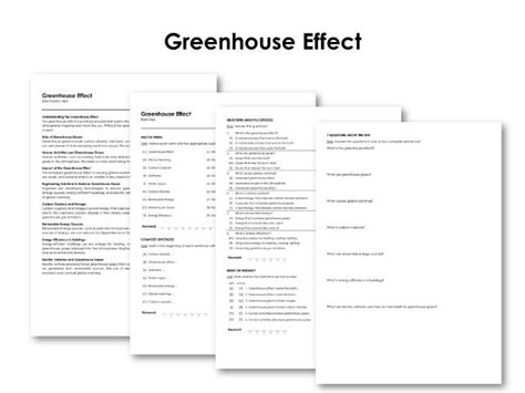 Greenhouse Effect Worksheet Middle School Carbon Cycle And Green House