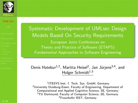 Pdf Systematic Development Of Umlsec Design Models Based On Security