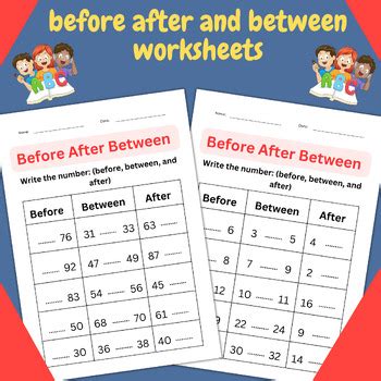 Before After And Between Worksheets For Grade 1 2 3 By My Lifestyle