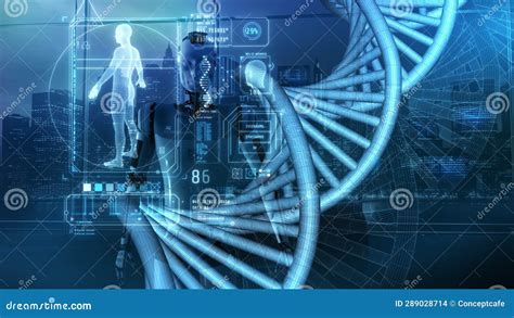 AI Android Studying Human DNA Research Data Stock Footage Video Of Future Hologram 289028714