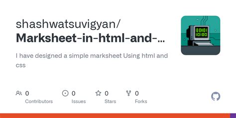 github shashwatsuvigyan marksheet in html and css i have designed a