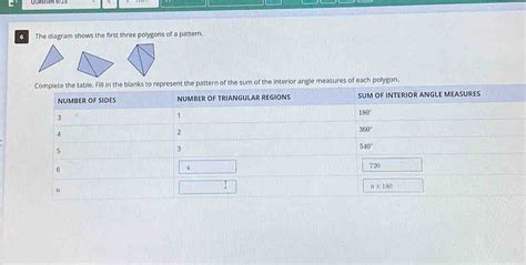 solved question 6 25 6 the diagram shows the first three polygons of a