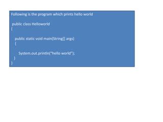 Hello World Java Program Ppt