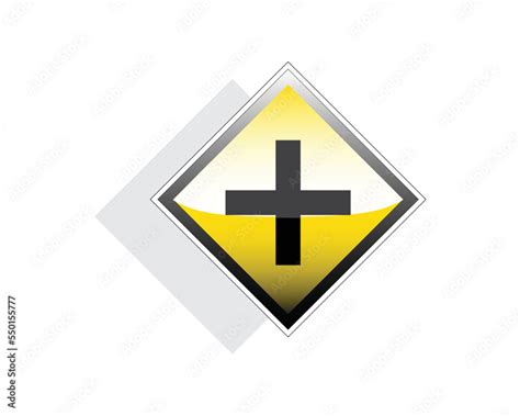 Vector Symbol For A Yellow Intersection This Sign Serves To Warn Road