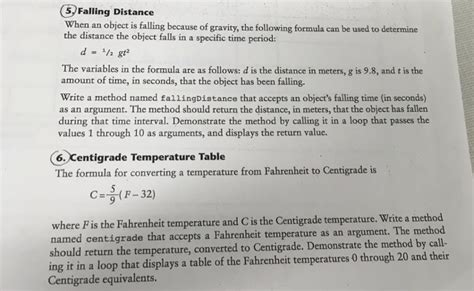 solved 5 falling distance object falling gravity following formula