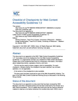 W C Accessibility Checklist Fill Online Printable Fillable Blank PdfFiller
