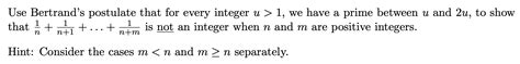 Solved Use Bertrands Postulate That For Every Integer U1