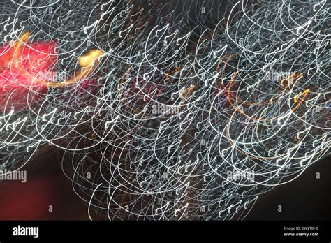 Abstract Light Pattern From Long Exposure Of Christmas Lights Light Trails Showing Intentional