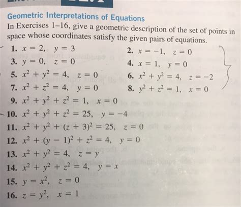 solved give a geometric description of the set of points in