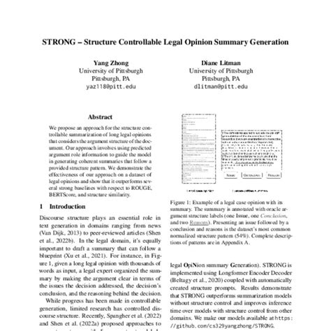 Strong Structure Controllable Legal Opinion Summary Generation Acl