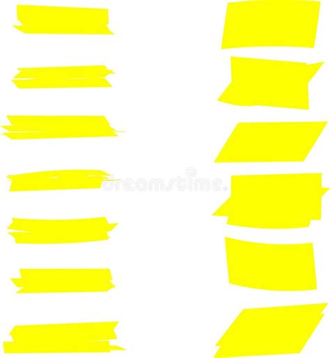 Highlighter Line Marker Strokes Lines Vector Watercolor Hand Drawn Highlight Set Stock Vector