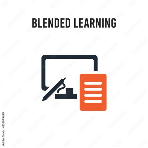 Blended Learning Vector Icon On White Background Red And Black Colored Blended Learning Icon