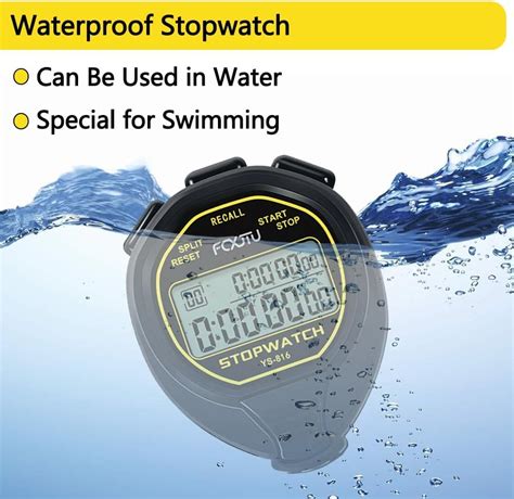 Fcxjtu Waterproof Digital Stopwatch 20 Rounds Memory Silent Large Display For Sports