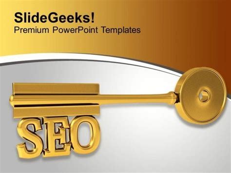 Golden Key With Word Seo Finance Marketing PowerPoint Templates Ppt Backgrounds For Slides